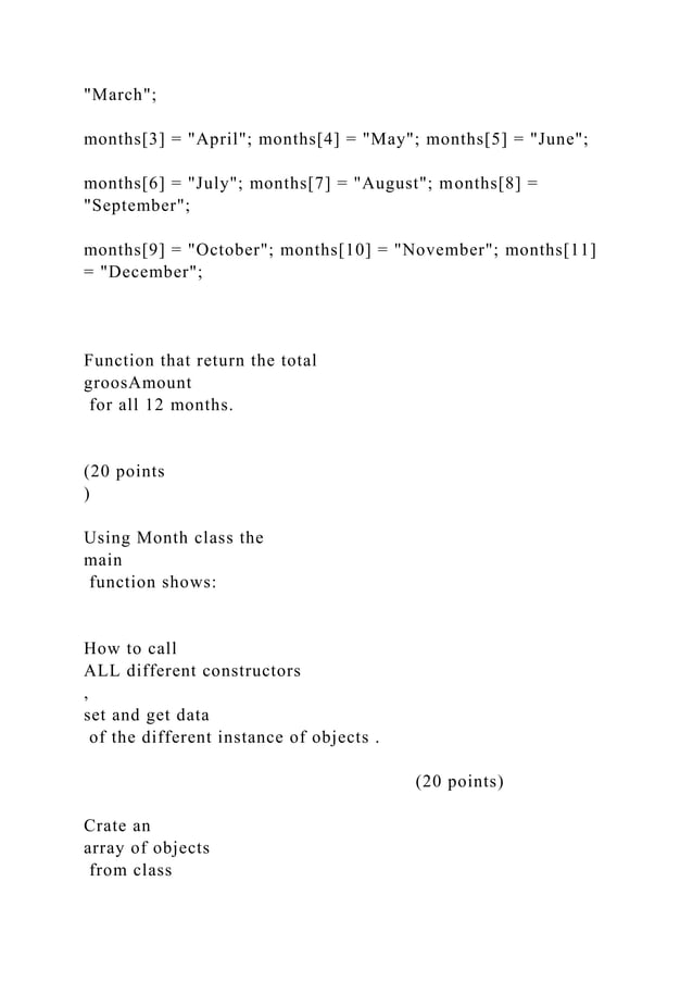 Design a class named Month. The class should have the following priv | PDF