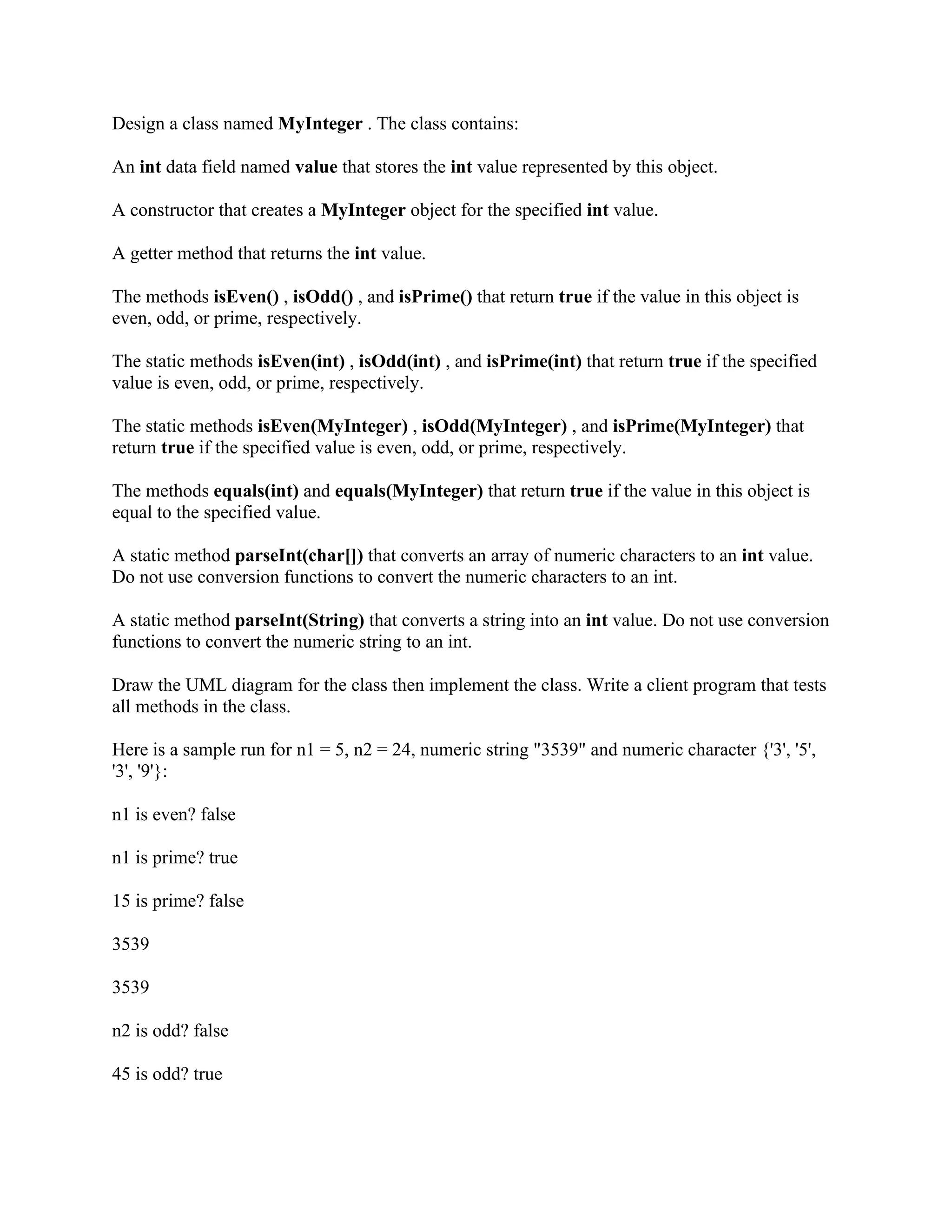 Design a class named MyInteger- The class contains- An int data field.pdf