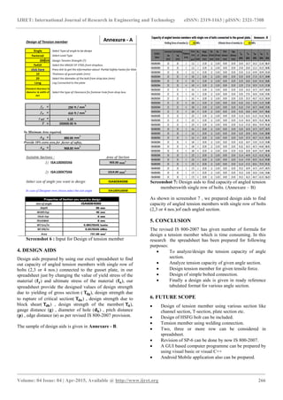 Design aids for tension members as per revised is 800 2007 | PDF