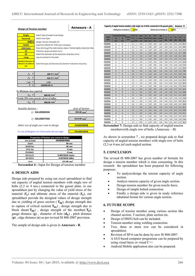 Design aids for tension members as per revised is 800 2007 | PDF