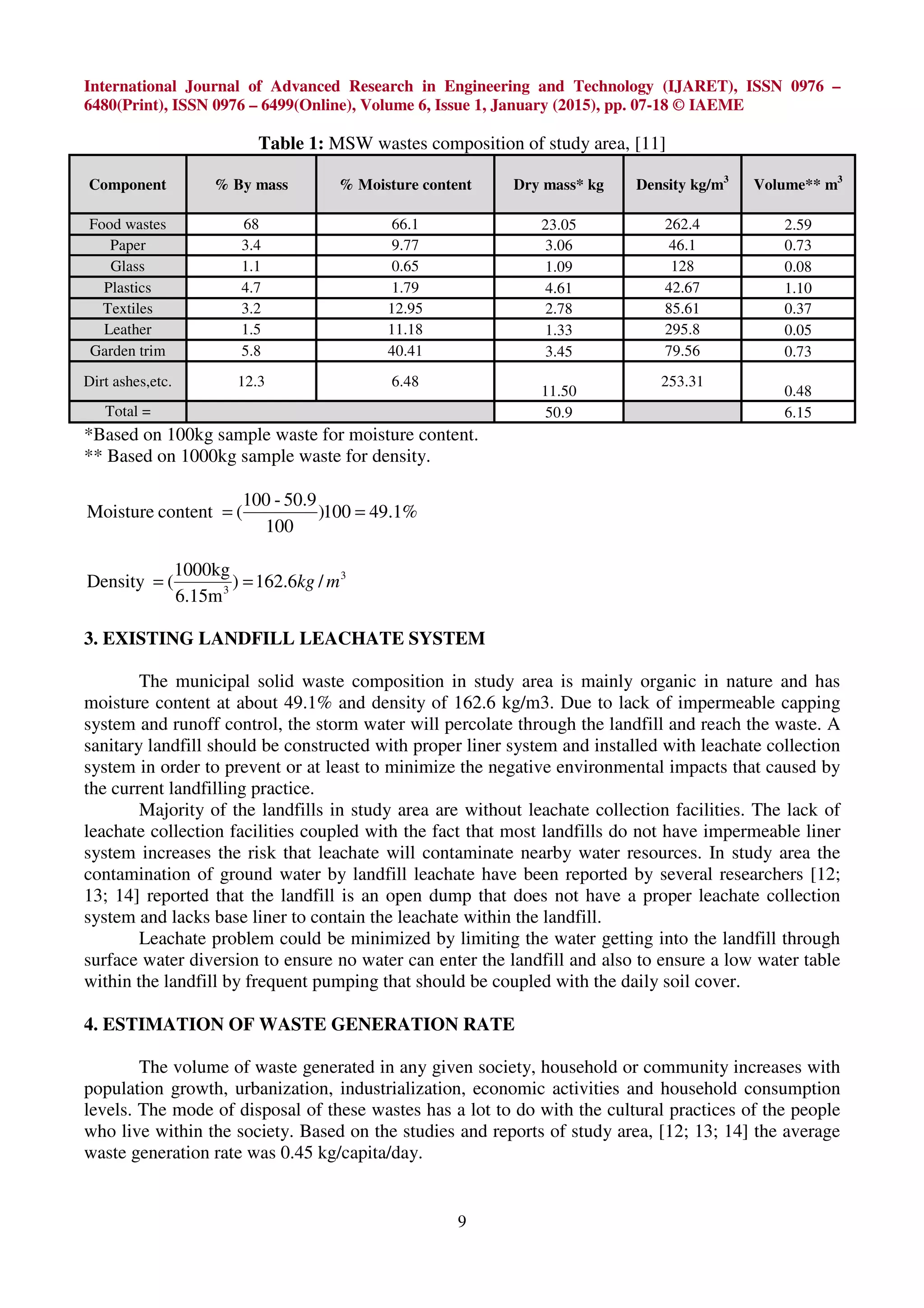 DESIGN A LEACHATE COLLECTION SYSTEM FOR A SMALL CAMP SANITARY LANDFILL ...