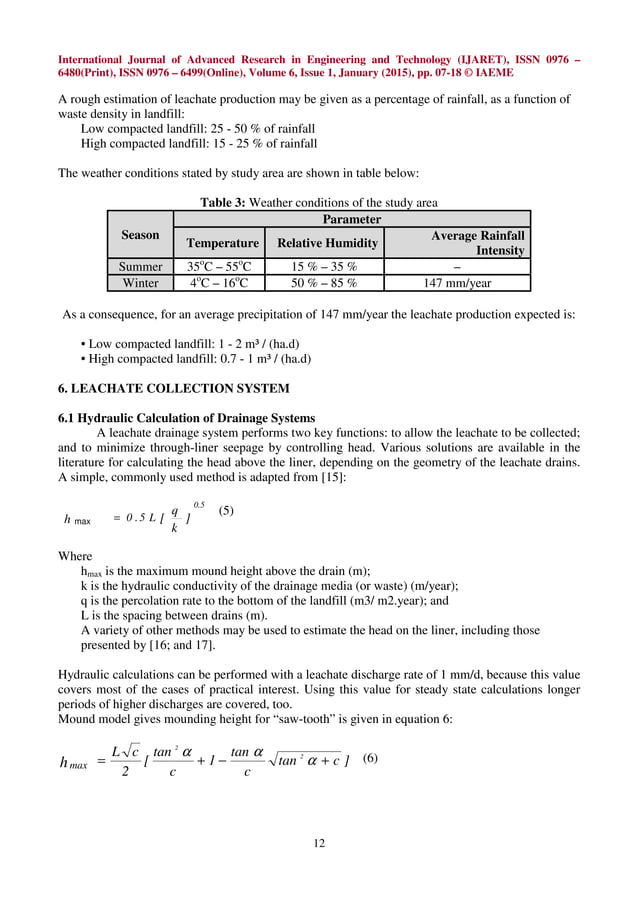 DESIGN A LEACHATE COLLECTION SYSTEM FOR A SMALL CAMP SANITARY LANDFILL ...