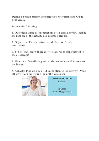 Design a Lesson plan on the subject of Reflections and Guide Reflect.docx | Educational ...