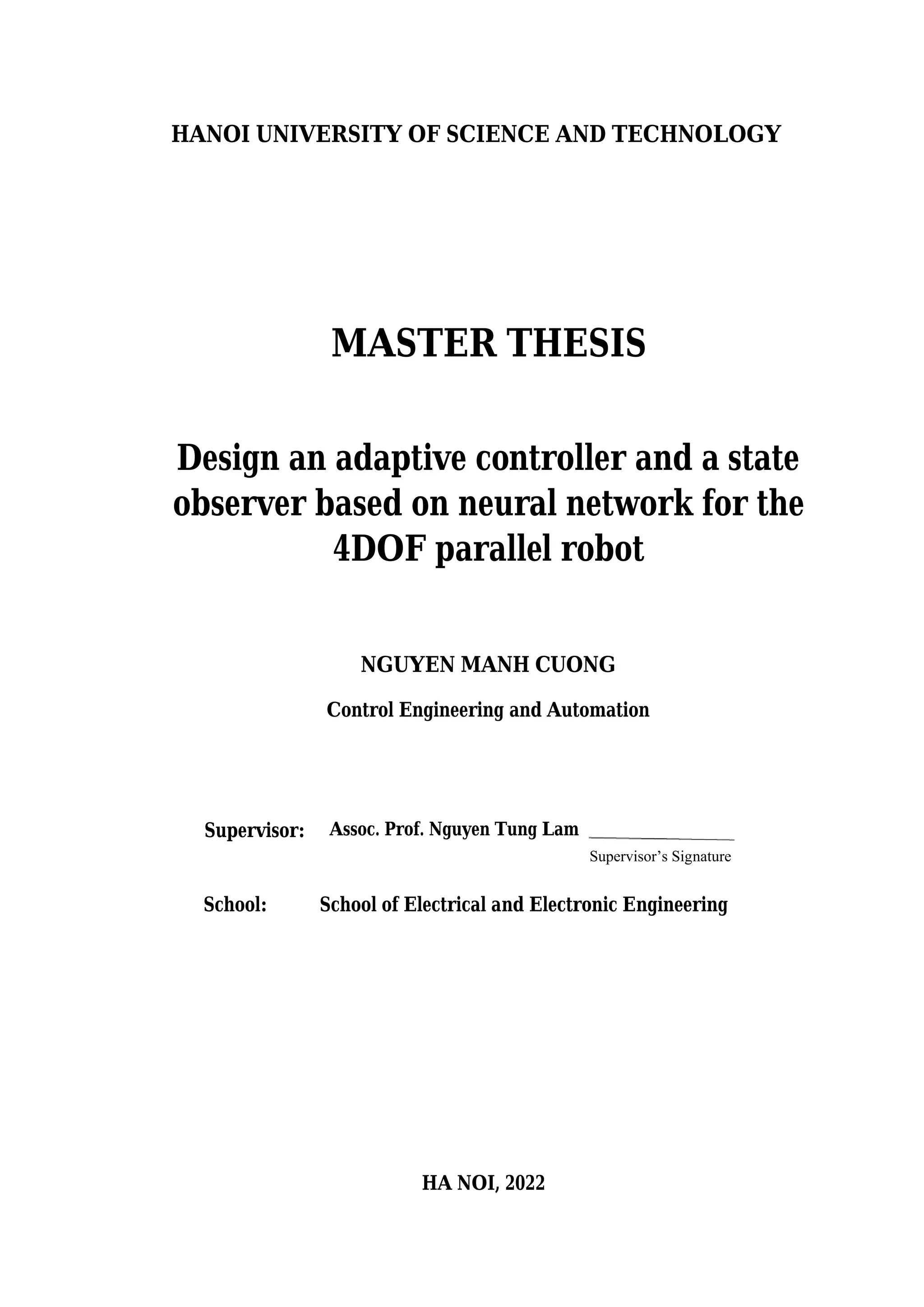 Design An Adaptive Controller And A State Observer Based On Neural