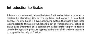 Design,analysis and optimization of disc brake | PPTX