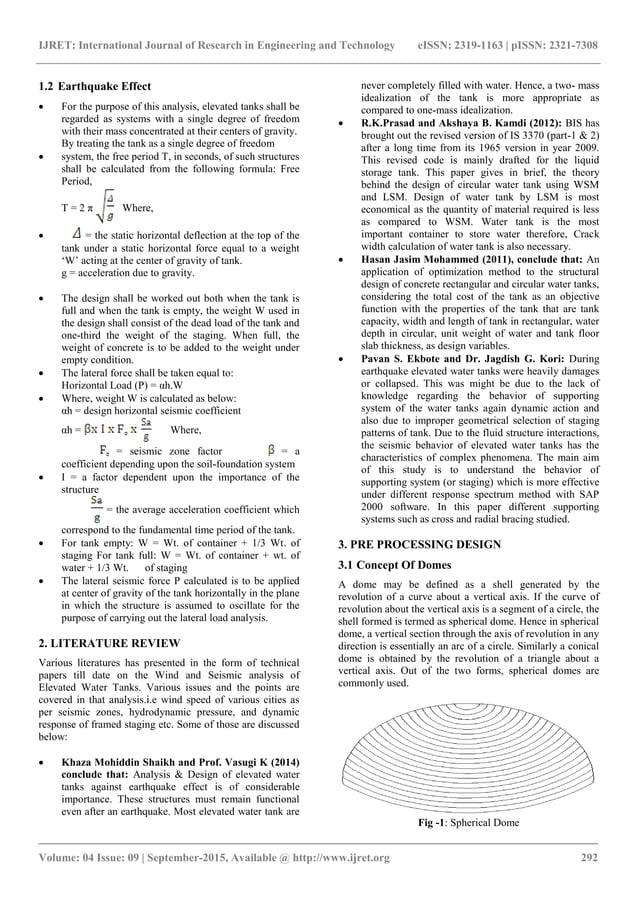 Design analysis & comparsion of intze type water tank for different ...