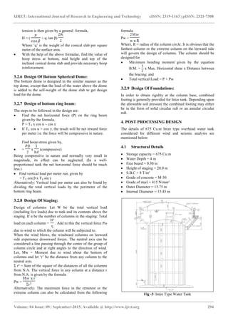 Design analysis & comparsion of intze type water tank for different ...