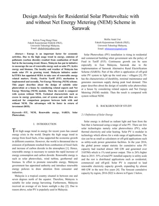 Design analysis for solar photovoltaic with and without nem | PDF
