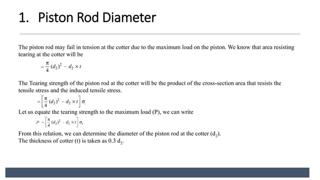 Design analysis of Cotter joint used in piston rod and crosshead a.pptx | Physics | Science