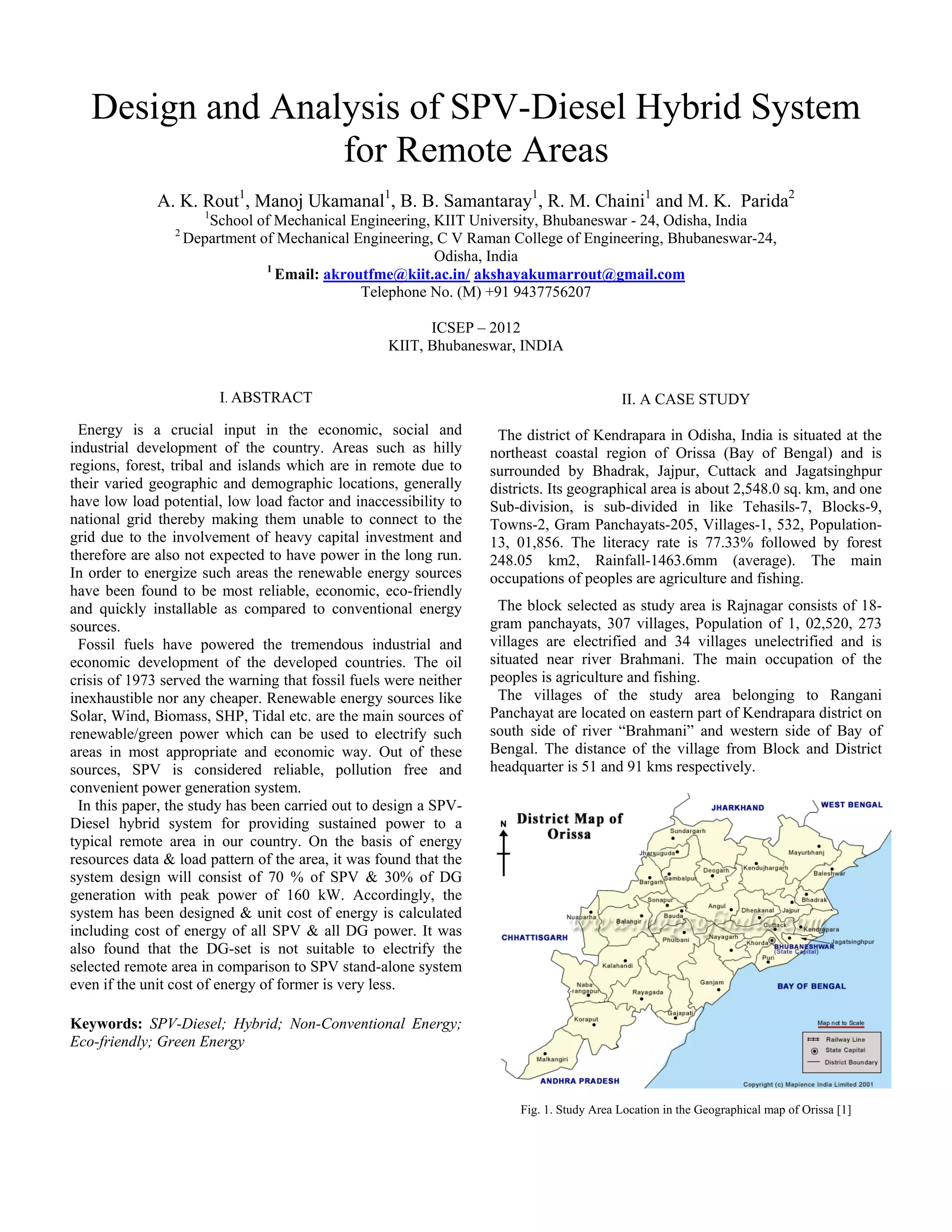 Design and Analysis of SPV-Diesel Hybrid System for Remote Areas | PDF