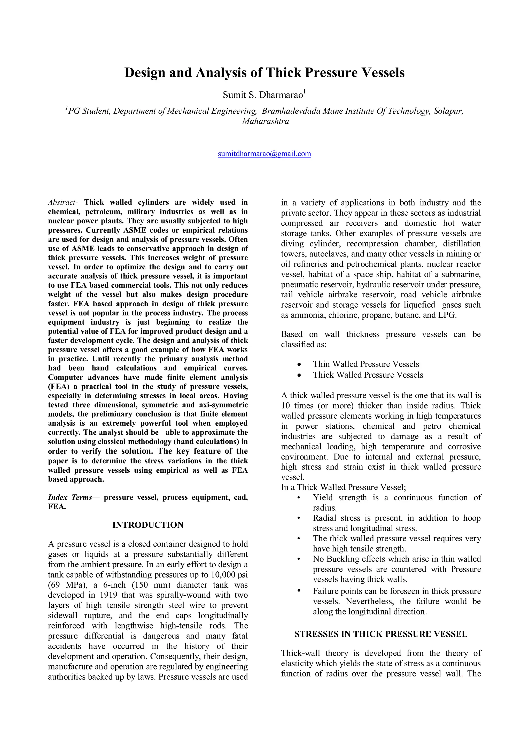 Design & analysis of thick pressure vessels 1 | PDF