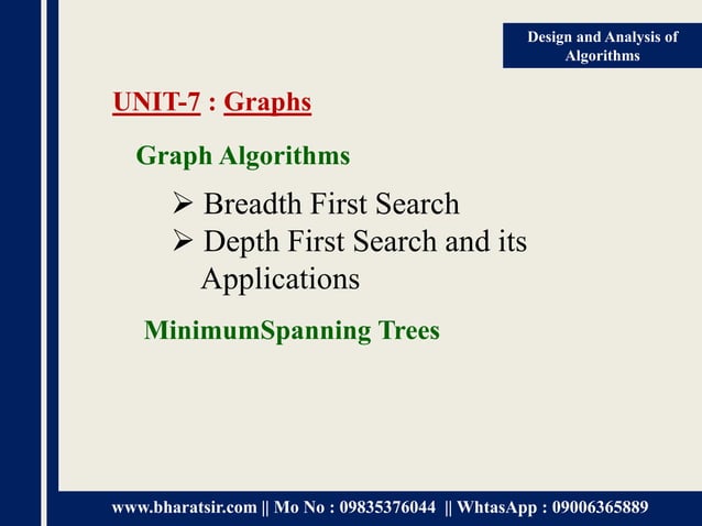 DESIGN AND ANALYSIS OF ALGORITHMS | PPT