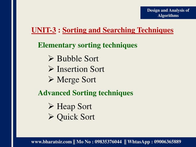 DESIGN AND ANALYSIS OF ALGORITHMS by Bharat Sir | PPT