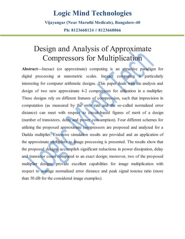 Design and analysis of approximate | PDF