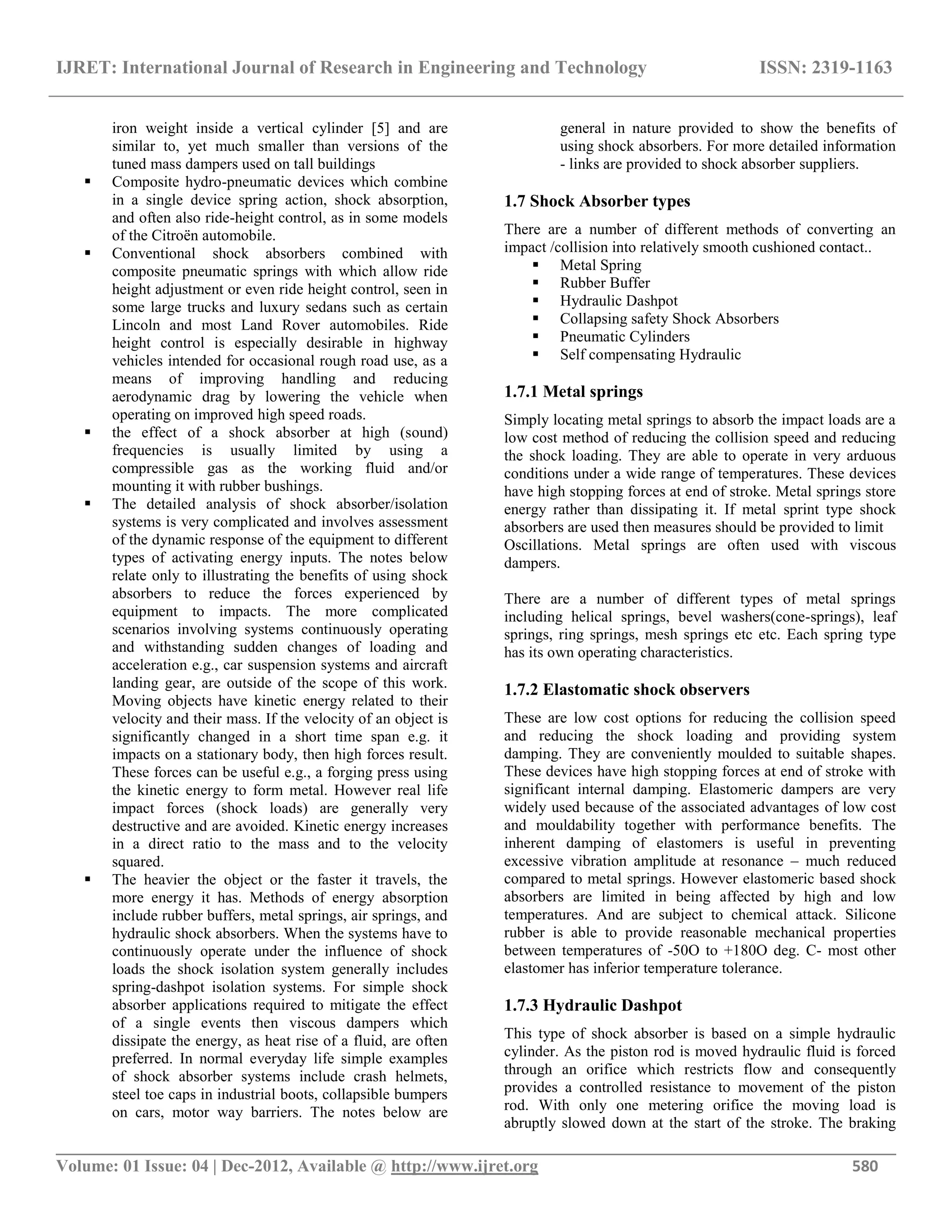 Design and analysis of a shock absorber | PDF