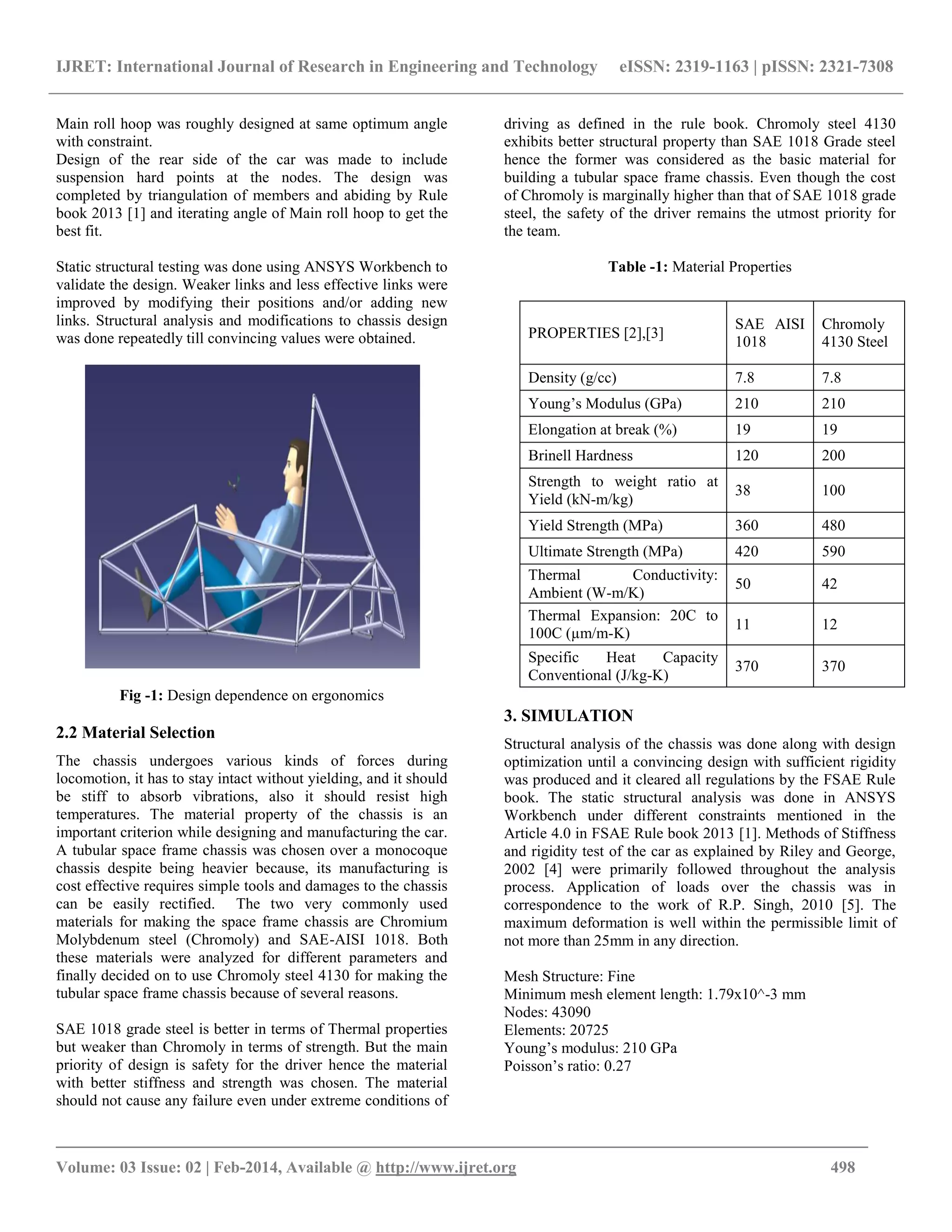 Design and analysis of a tubular space frame chassis of a high ...
