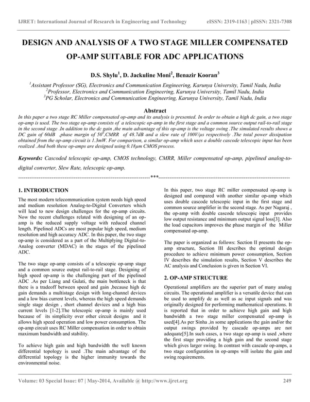 Design and analysis of a two stage miller compensated | PDF | Computer Networking | Computing