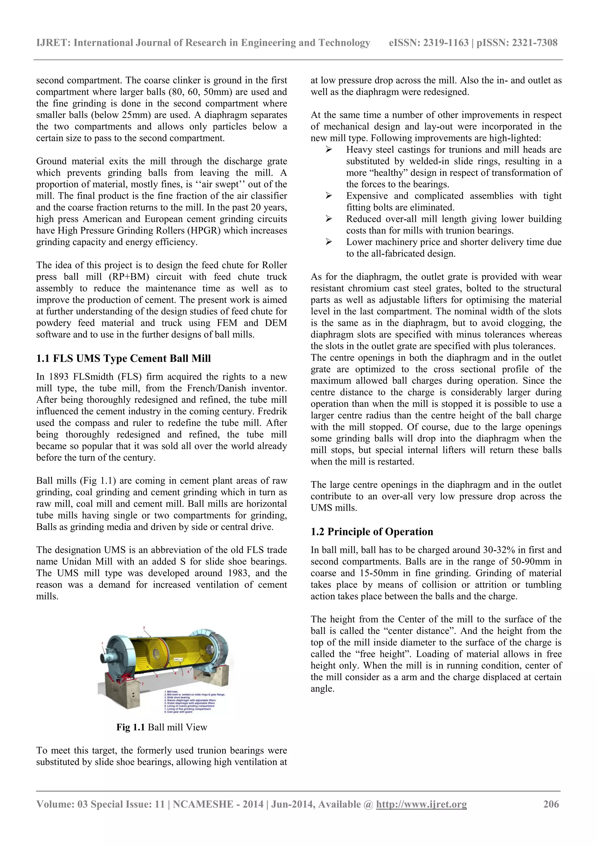 Design and analysis of ball mill inlet chute for roller press circuit ...