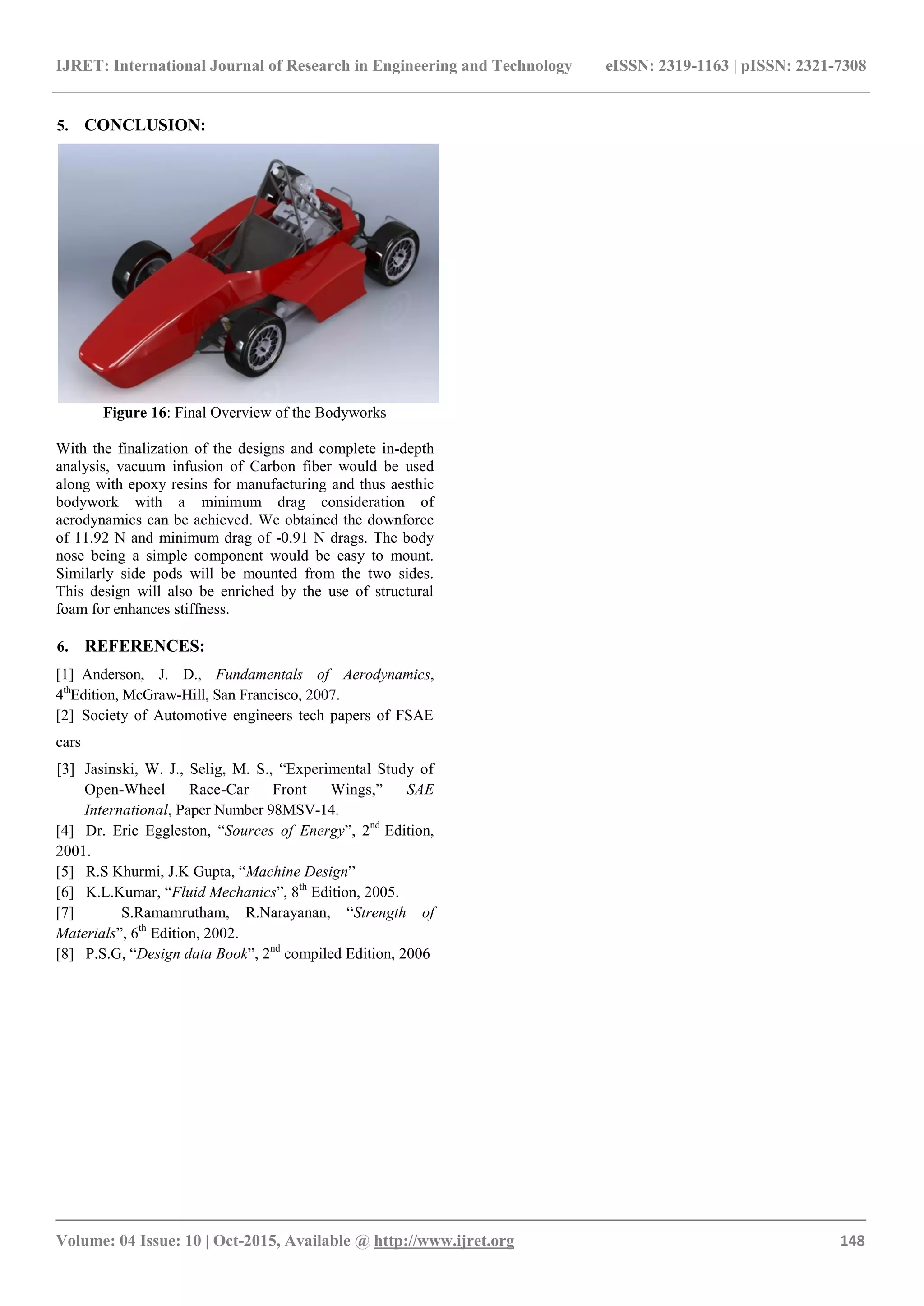 Design and analysis of bodyworks of a formula style racecar | PDF