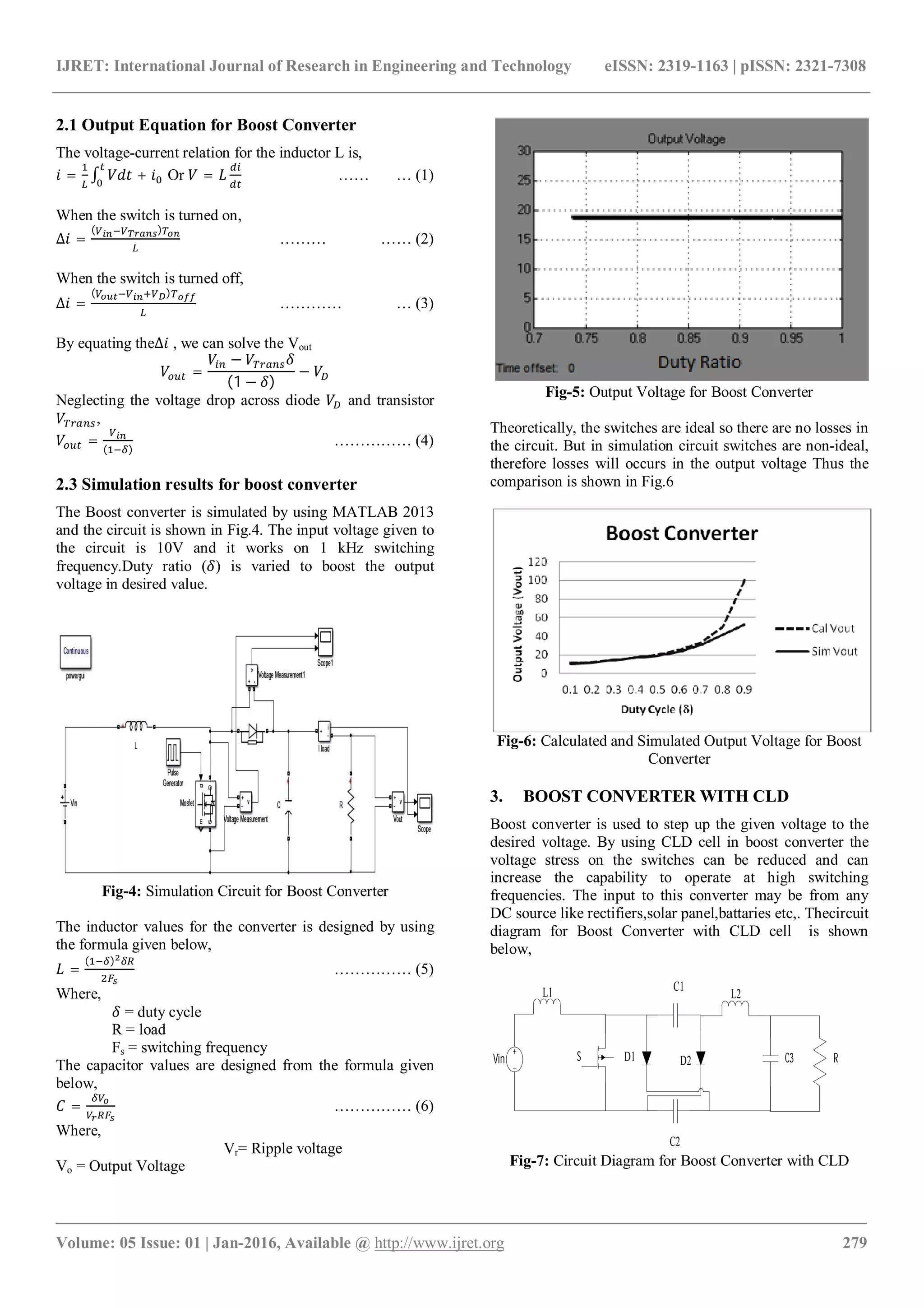 Design and analysis of boost converter with cld cell | PDF