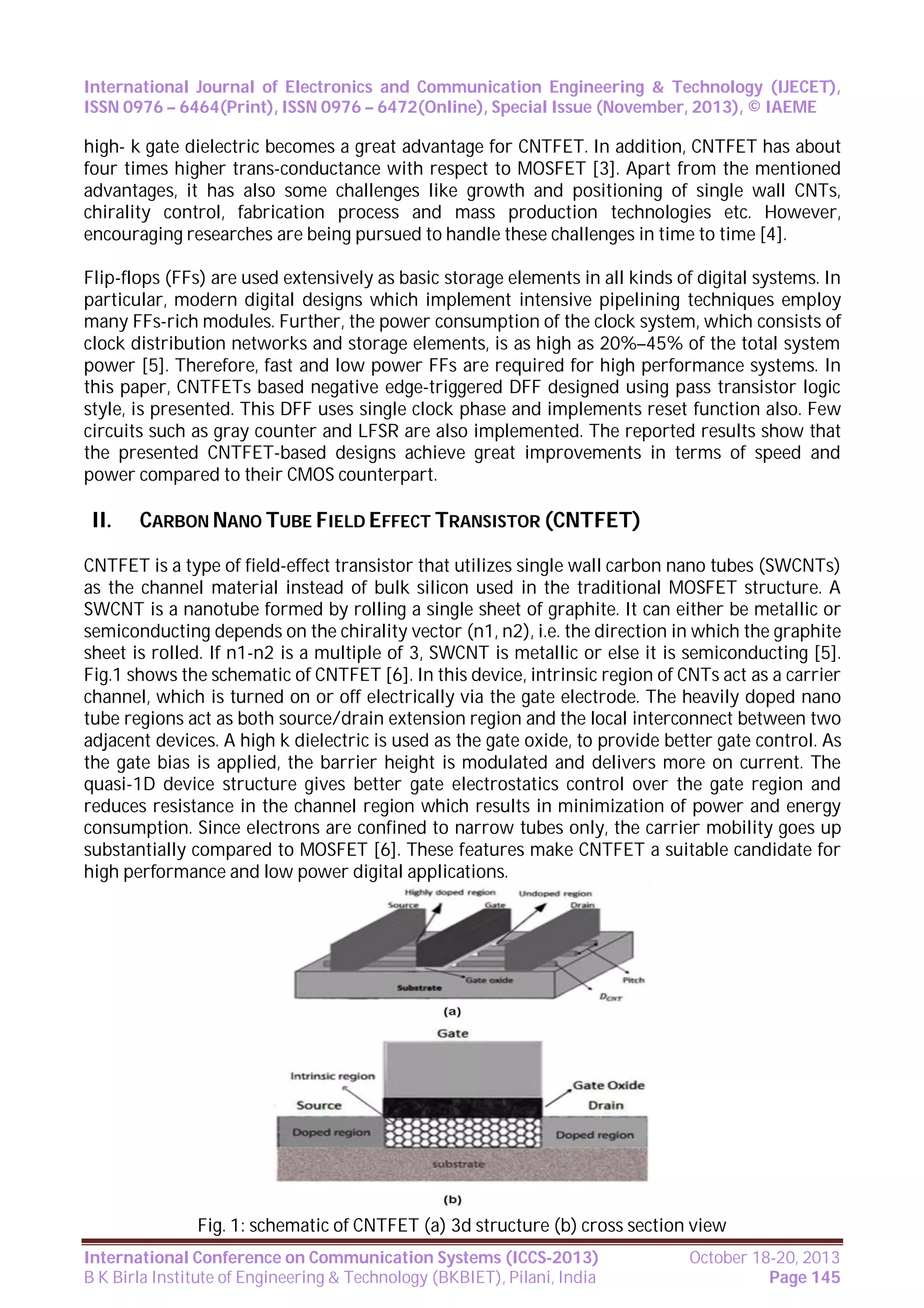 Design and analysis of cntfet based d flip flop | PDF