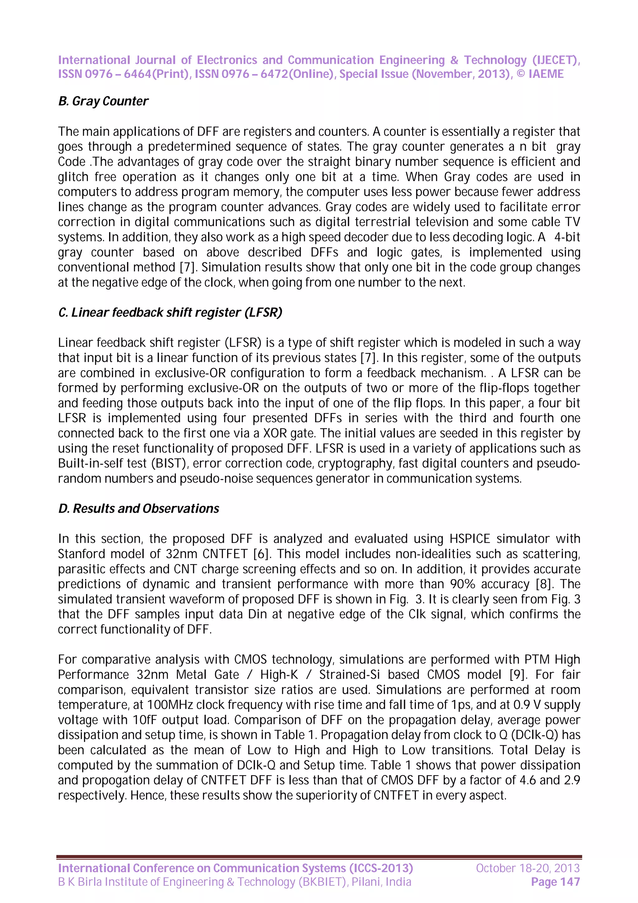 Design and analysis of cntfet based d flip flop | PDF