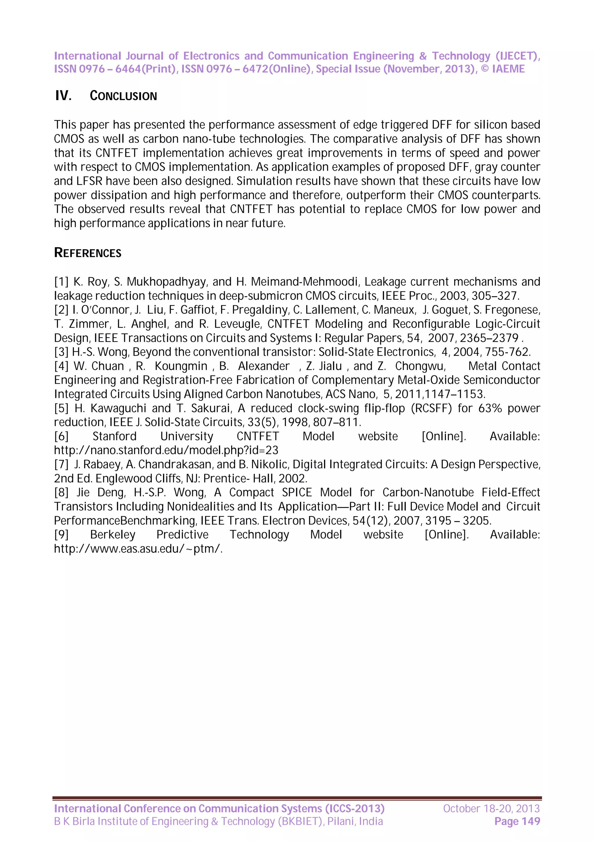 Design and analysis of cntfet based d flip flop | PDF