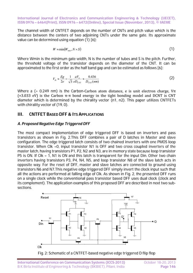 Design and analysis of cntfet based d flip flop | PDF