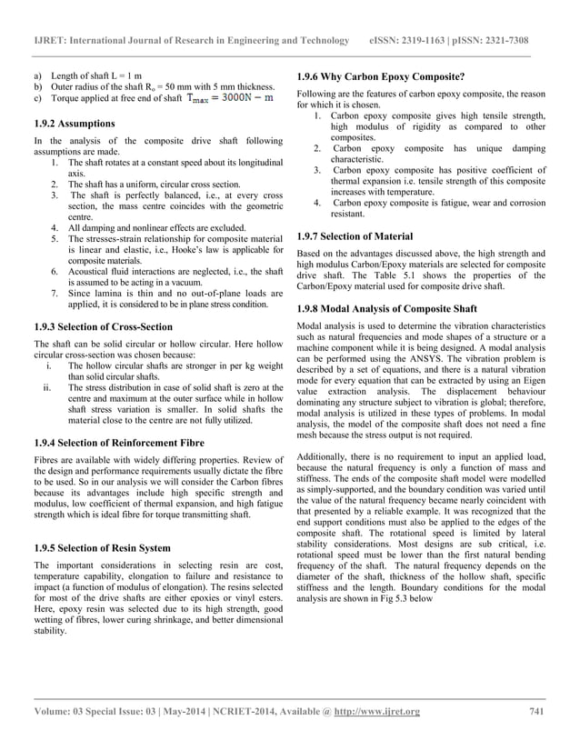 Design and analysis of composite drive shaft | PDF