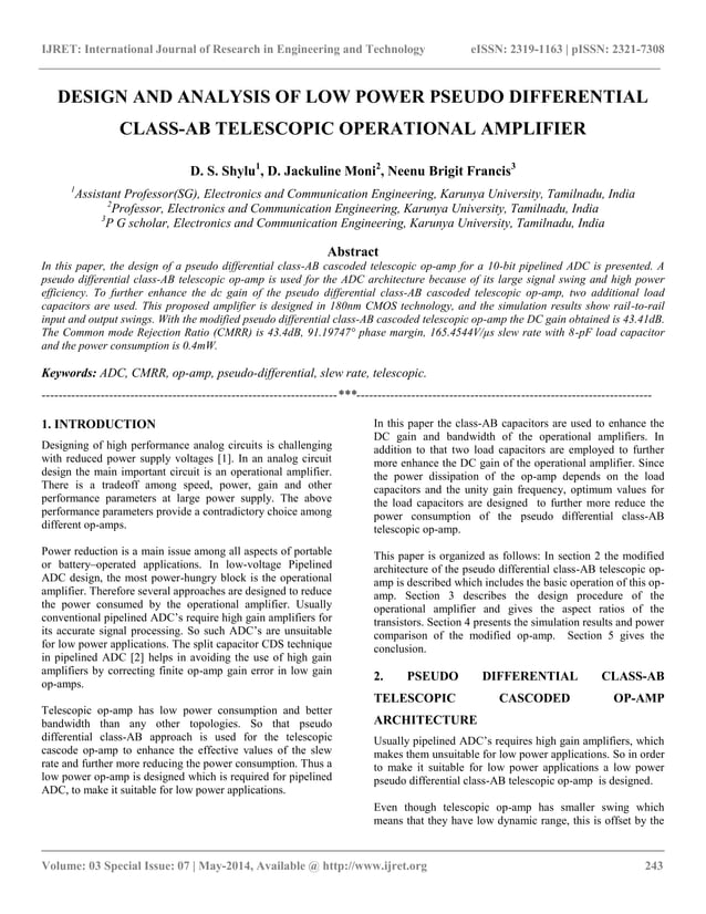 Design and analysis of low power pseudo differential | PDF