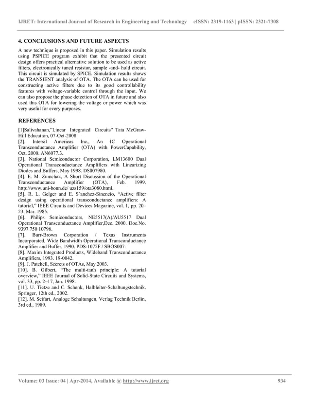Design and analysis of operational transconductance amplifier using pspice | PDF | Computer ...