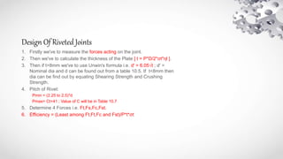 Design and analysis of riveted joints | PPTX