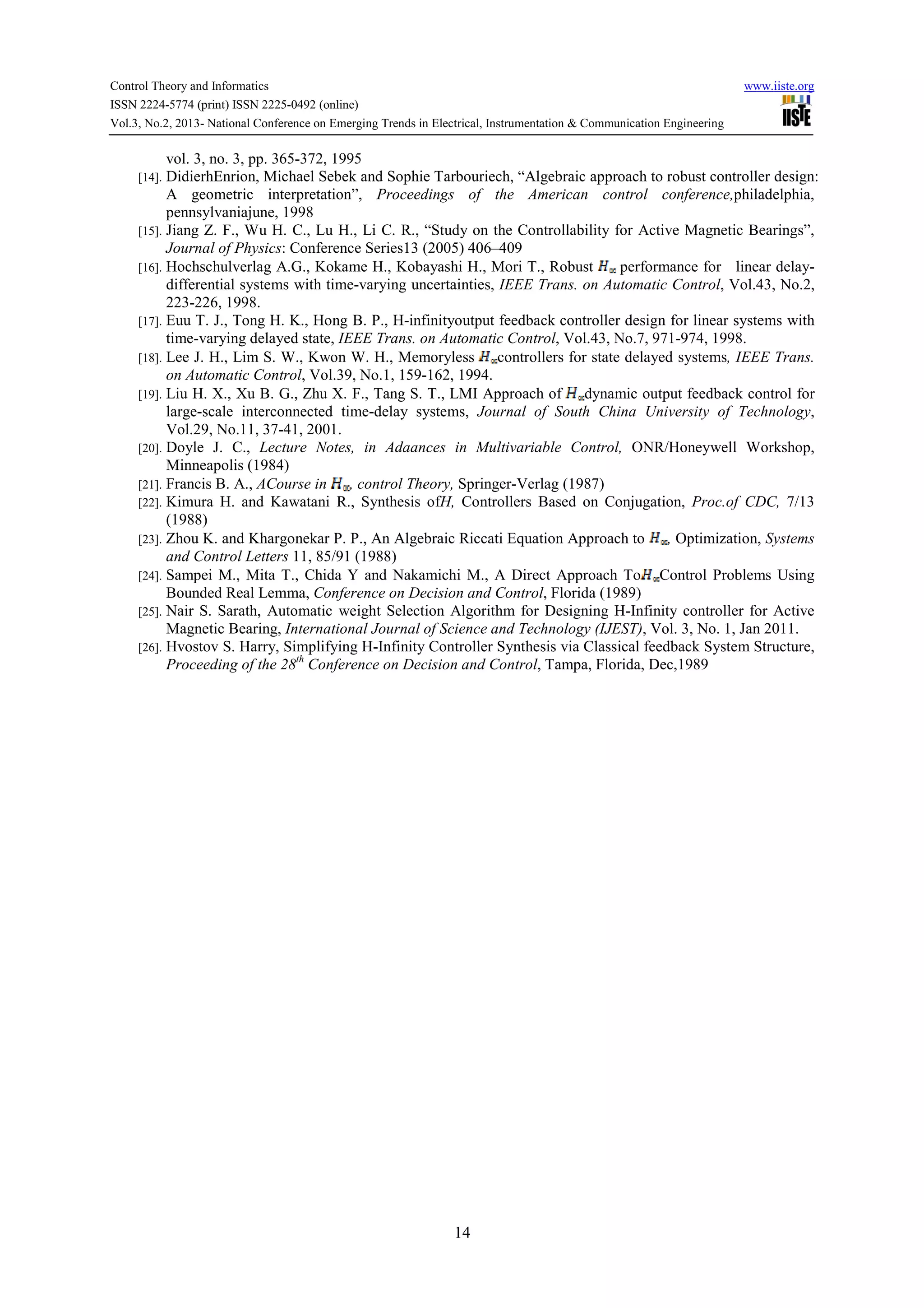 Design and analysis of robust h infinity controller | PDF