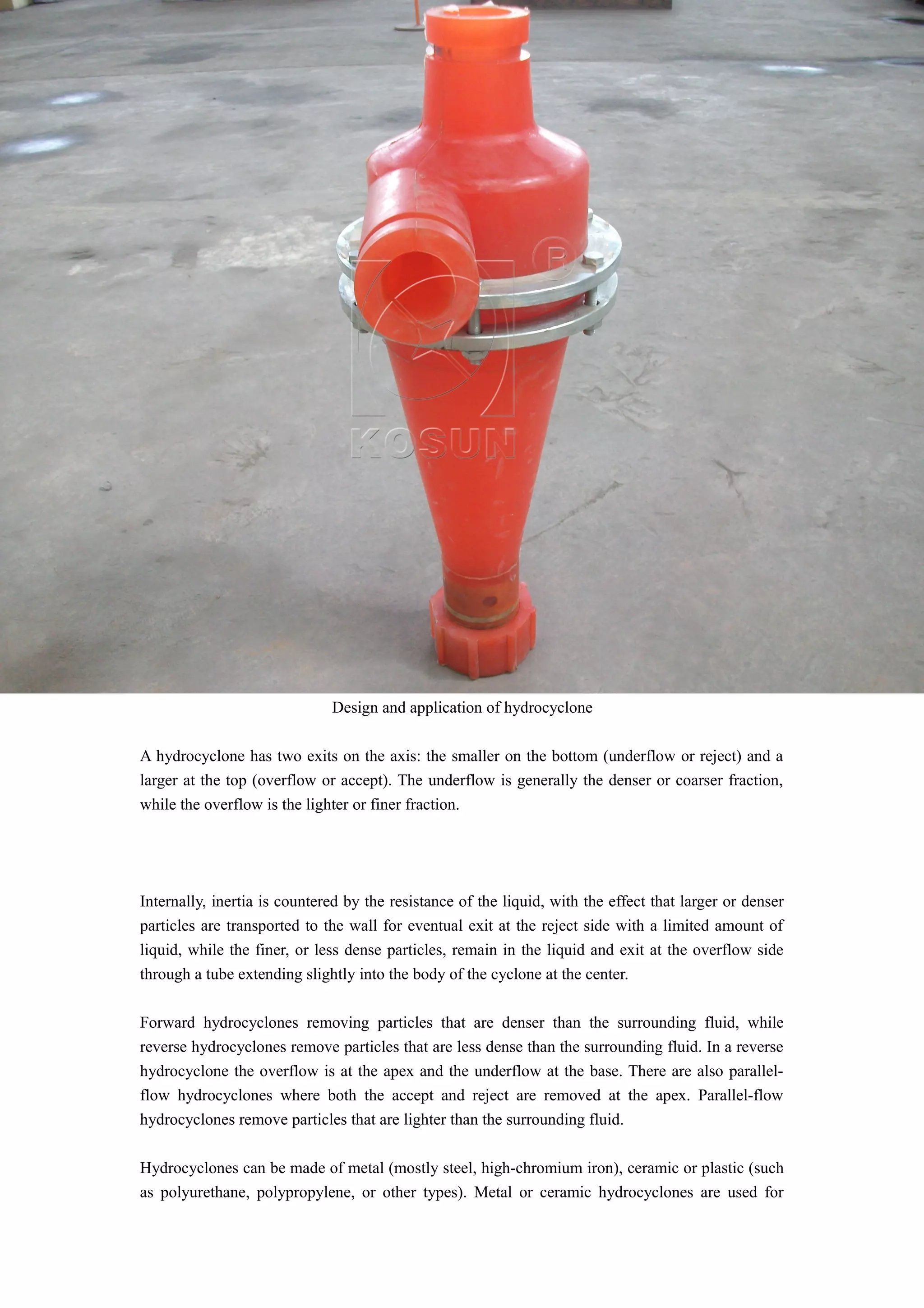 Design and application of hydrocyclone | DOC