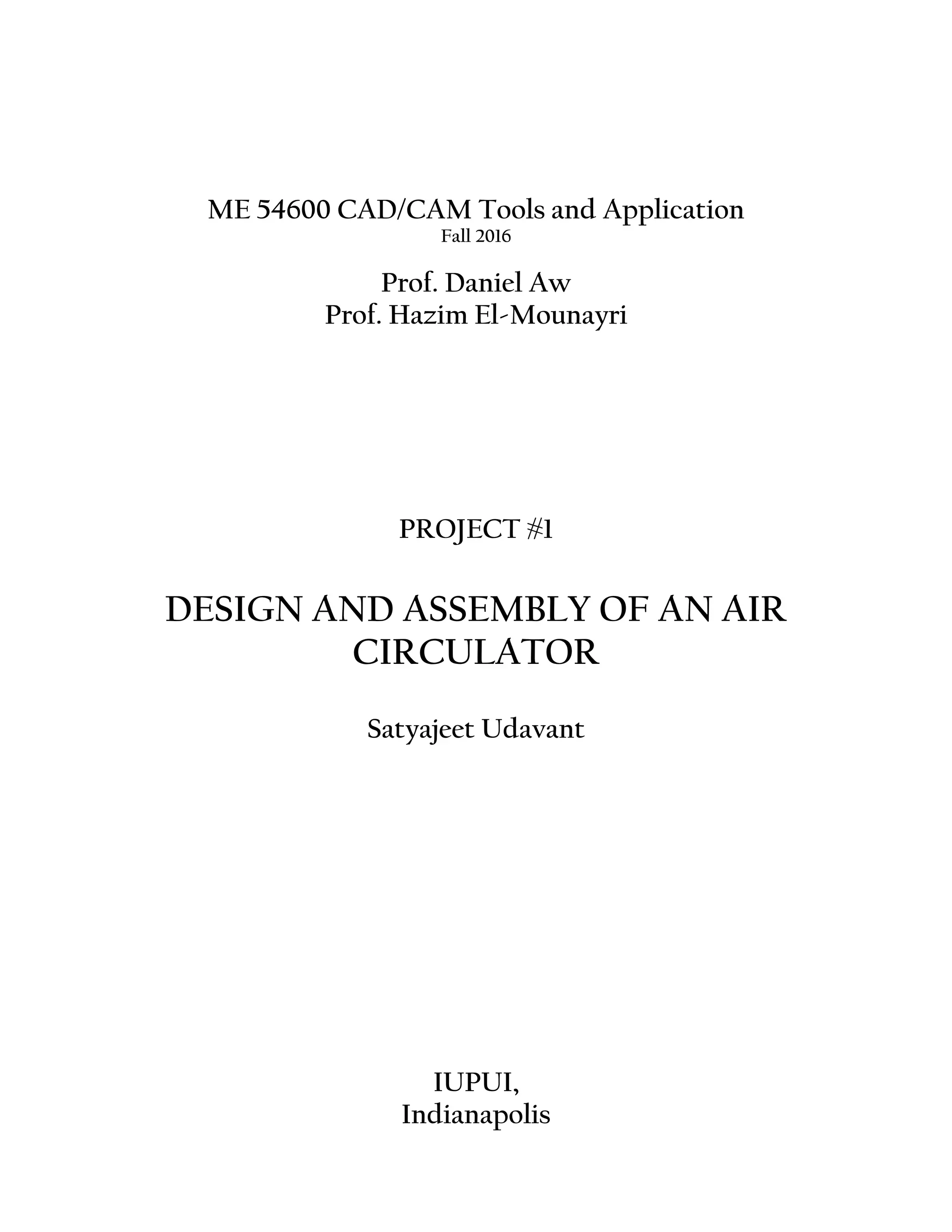 Design and assembly of air circulator | PDF