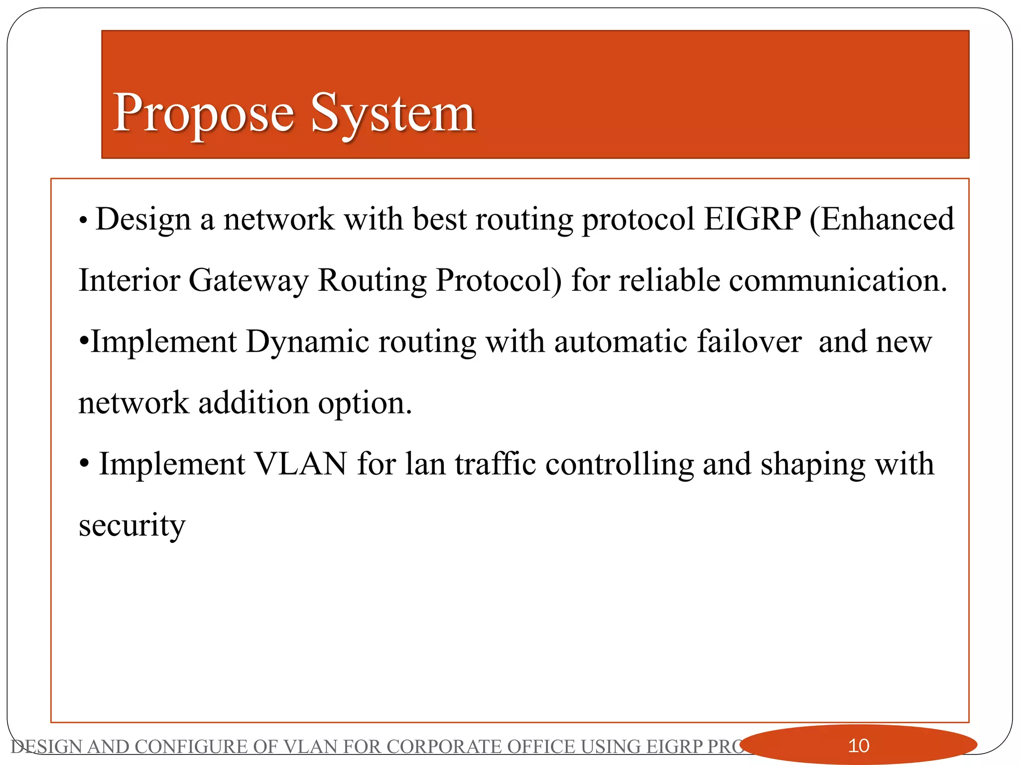 DESIGN AND CONFIGURATION OF VLAN FOR CORPORATE OFFICE USING EIGRP ...