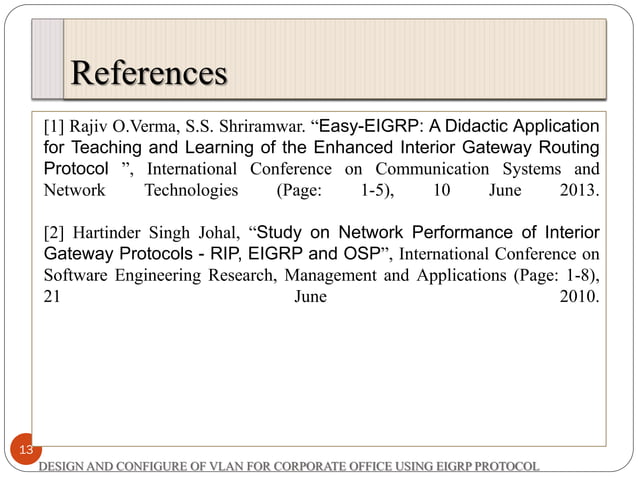 Design And Configuration Of Vlan For Corporate Office Using Eigrp Protocolpdf