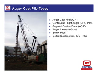 Design and construction of auger cast piles by Dr. Malek Smadi of ...