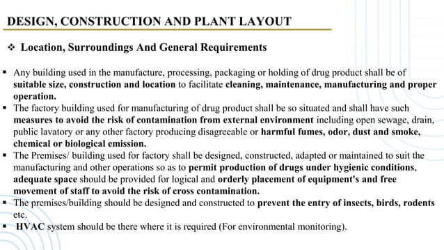 Design and Construction of plant as per the GMP Guidelines.pdf ...