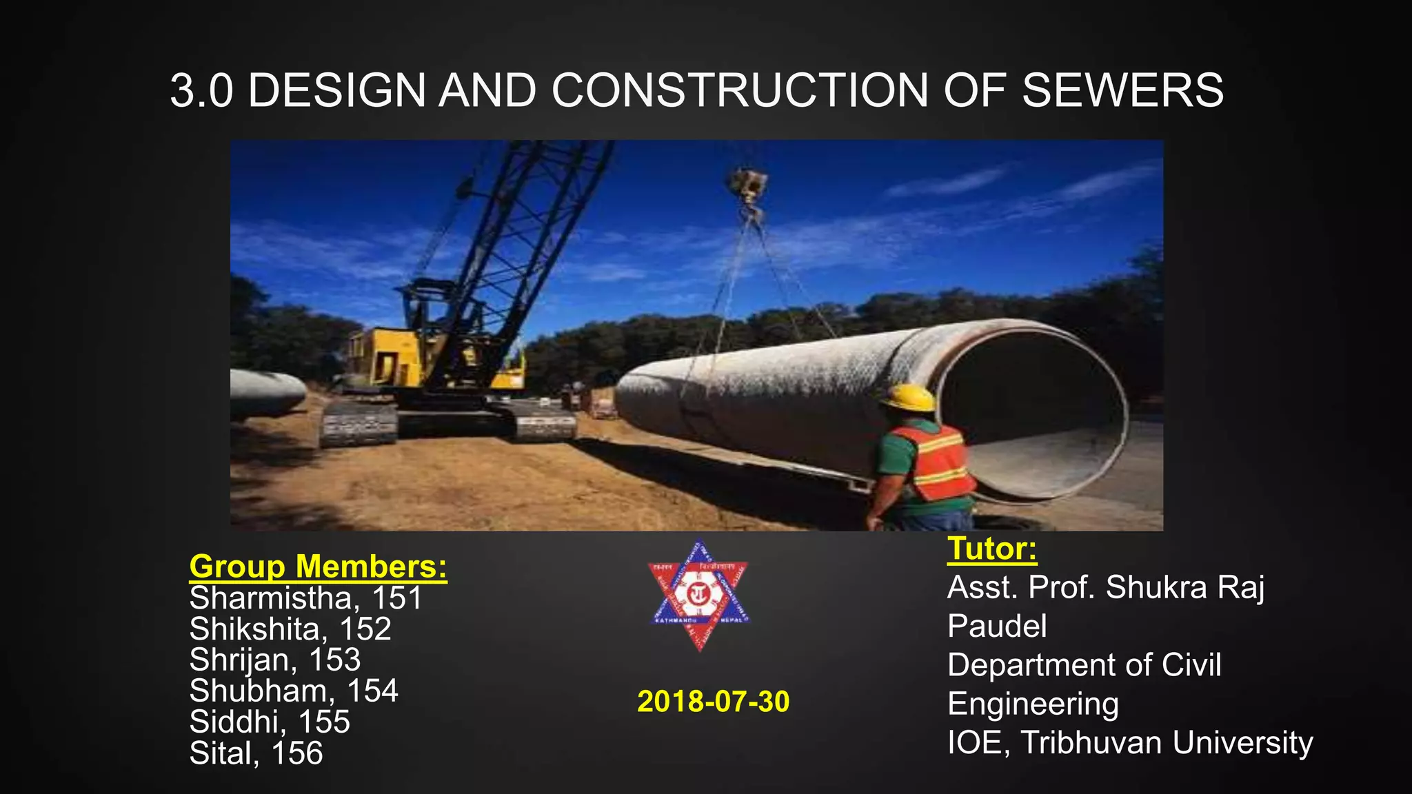 Design and construction of sewer | PPT