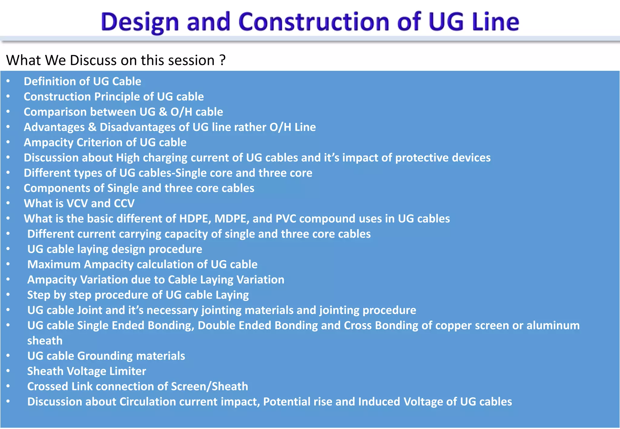 Design and construction of underground cable transmission line | PPTX