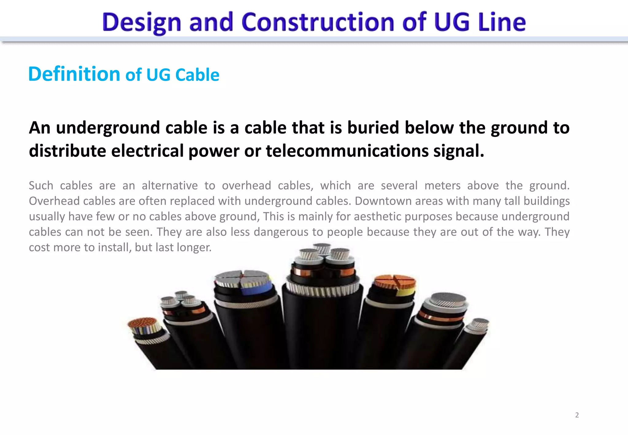 Design and construction of underground cable transmission line | PPTX