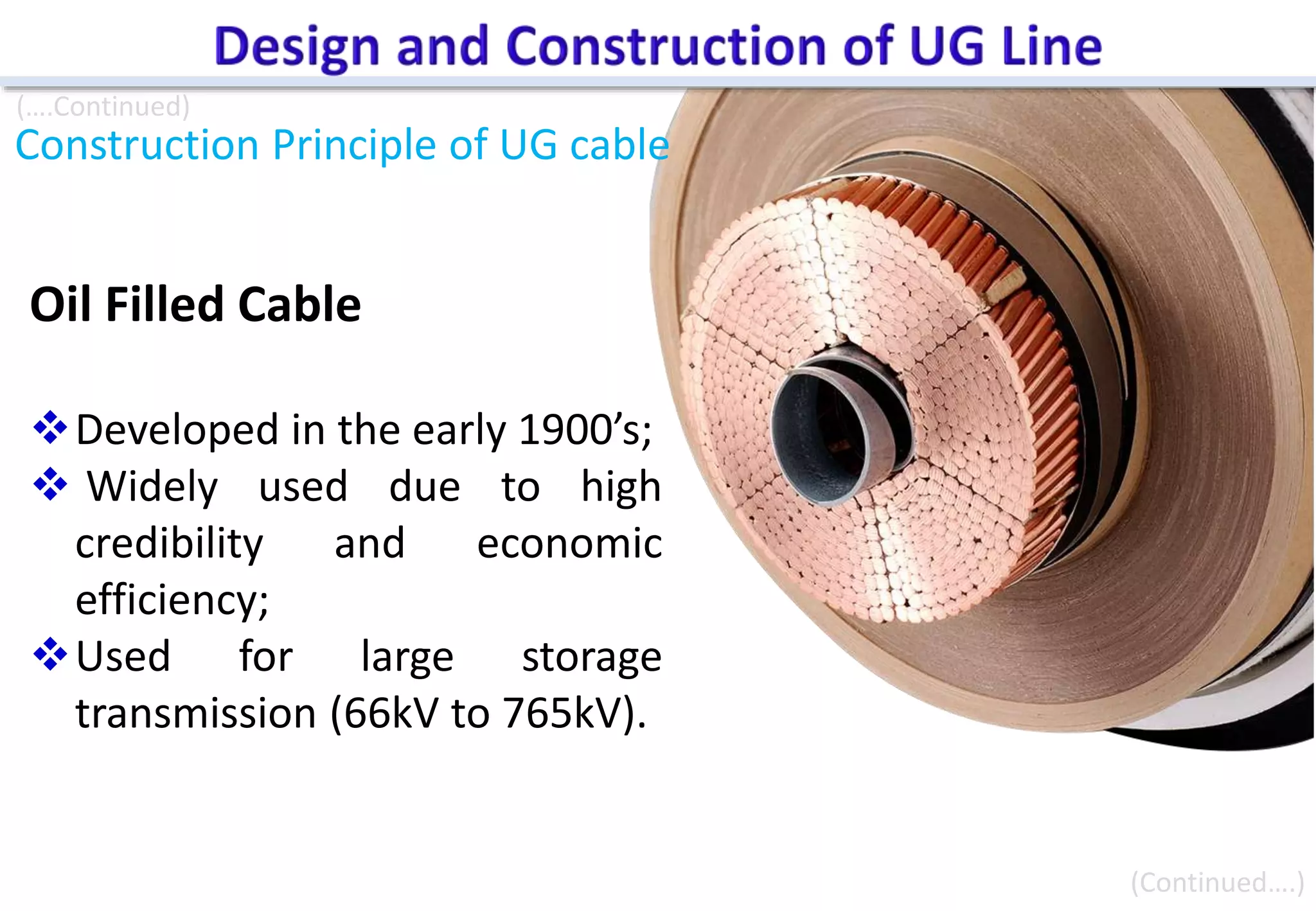 Design and construction of underground cable transmission line | PPTX
