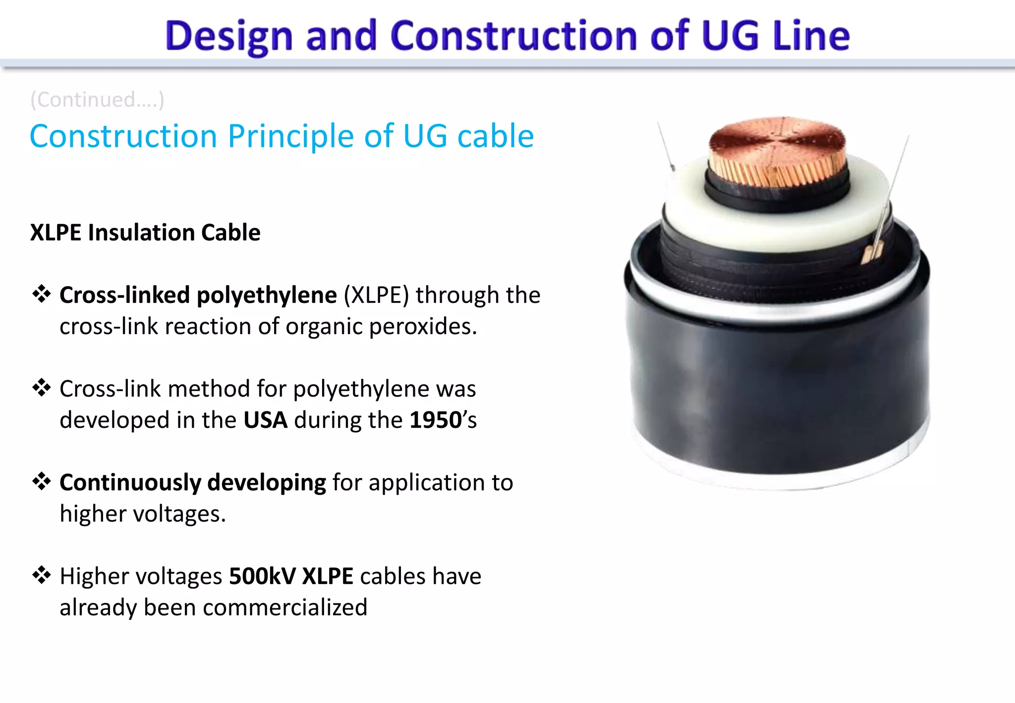 Design and construction of underground cable transmission line | PPTX