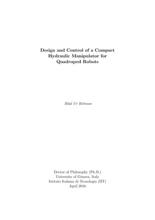 Design and control of a compact hydraulic manipulator for quadruped robots | PDF