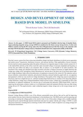 DESIGN AND DEVELOPMENT OF SMES BASED DVR MODEL IN SIMULINK | PDF