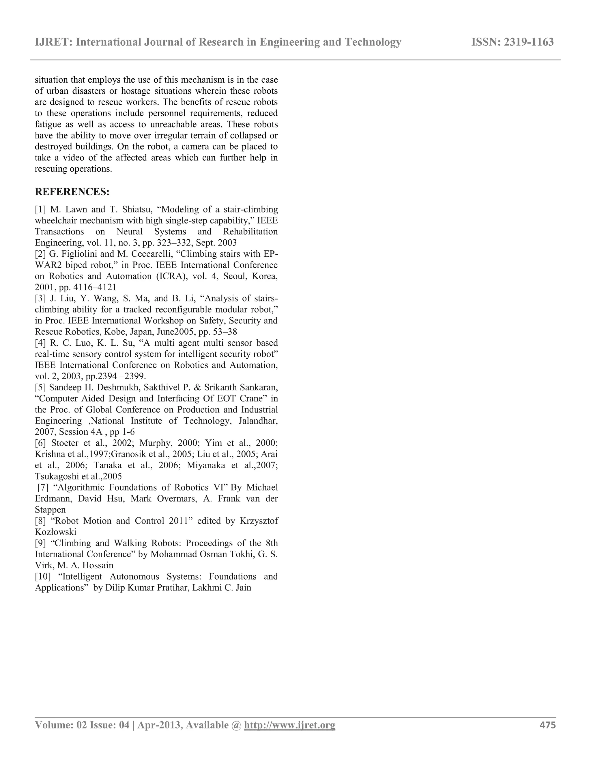 Design and development of adjustable stair climbing robot | PDF