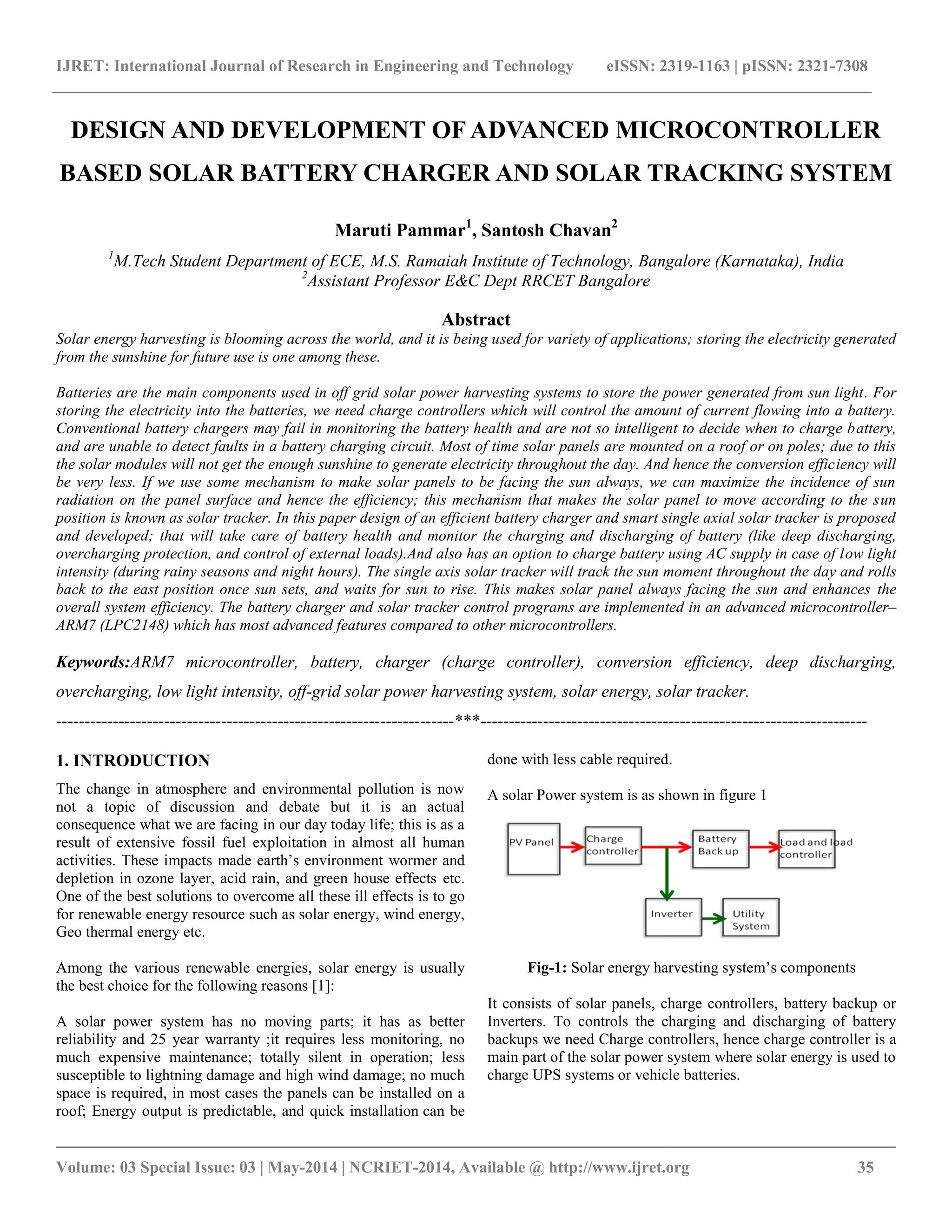 Design And Development Of Advanced Microcontroller Based Solar Battery Charger And Solar