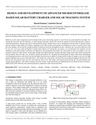 Design and development of advanced microcontroller based solar battery charger and solar ...