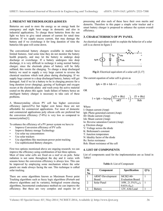 Design and development of advanced microcontroller based solar battery charger and solar ...